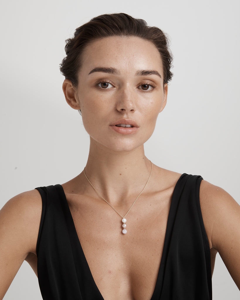 9CT YELLOW GOLD KUNZITE, PINK & WHITE PEARL CONWAY PENDANT – Jan Logan