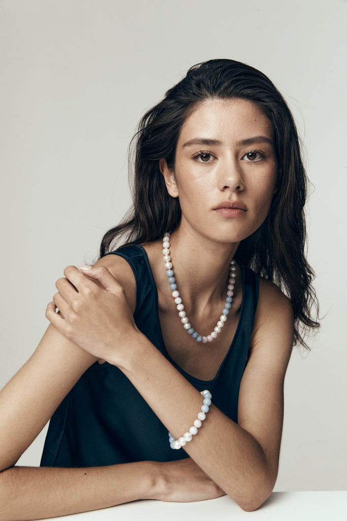 9CT KUNZITE, ANGELITE & PEARL ARENA BRACELET | JAN LOGAN FINE JEWELLERY ...