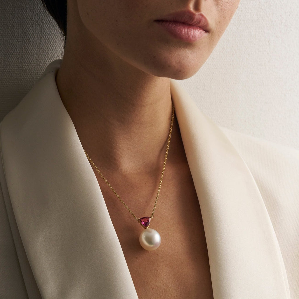18CT GOLD PINK TOURMALINE AND SOUTH SEA PEARL PENDANT| JAN LOGAN – Jan ...