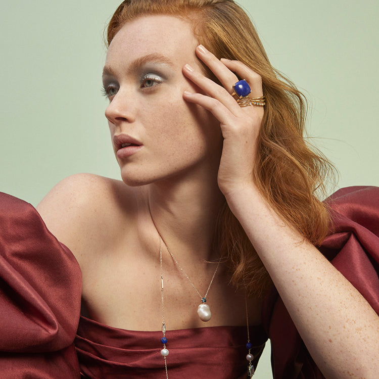 9CT BAROQUE PEARL & LONDON BLUE TOPAZ DIAZ PENDANT | Jan Logan Fine ...