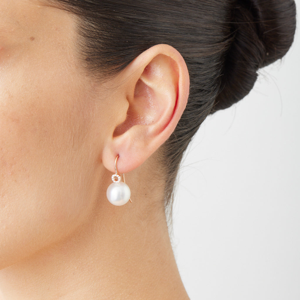 18CT ROSE GOLD SOUTH SEA PEARL & DIAMOND ORBIT EARRINGS |Jan Logan Fine ...